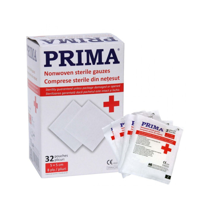 Comprese sterile din PPSB PRIMA, pliate in 8, 5cmx5cmx, 2bucati/plic ...